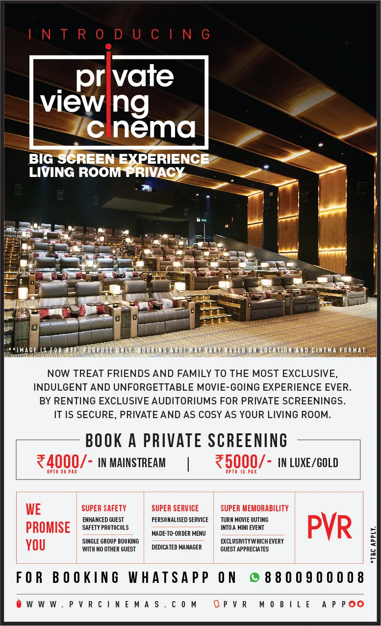An entire movie theatre to yourself and your family, PVR Cinemas ...