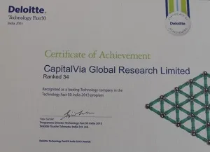CapitalVia Global Research in Deloitte Technology Fast 50 India 2013 | YourStory